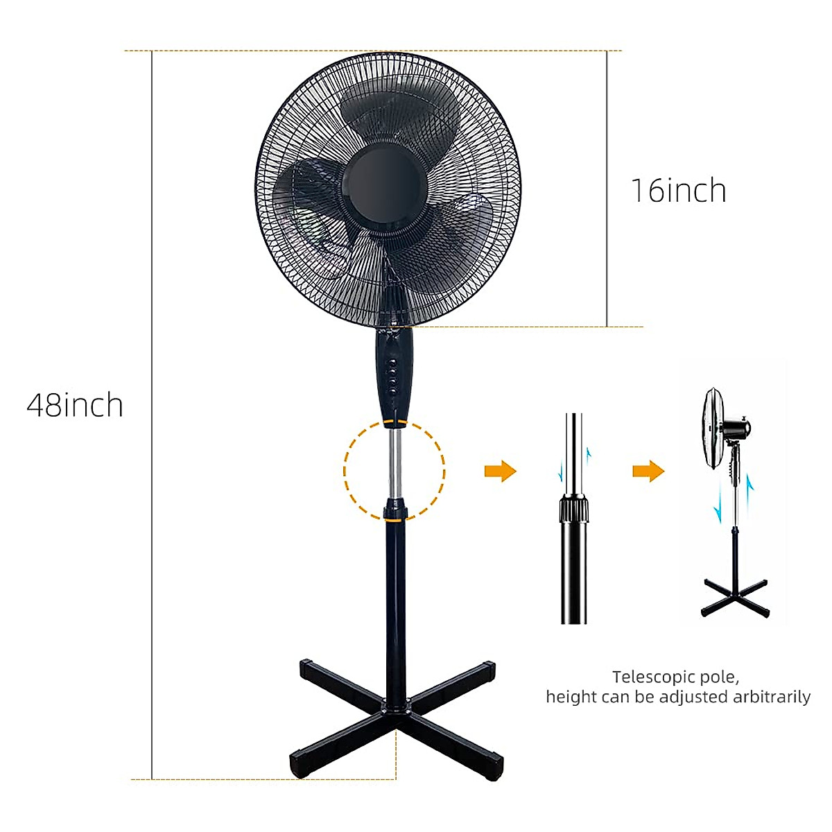 Meiwan 16″ Oscillating Pedestal Fan 3 Adjustable Speed Standing Fan for Indoor, Bedroom, Living Room, Home Office & College Dorm Use