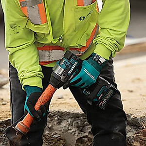 Makita Unisex FitknitÂ™ Makita T 04123 FitKnit Cut Level 1 Nitrile Coated Dipped Gloves Large X Large , Teal/Black, Large X-Large US