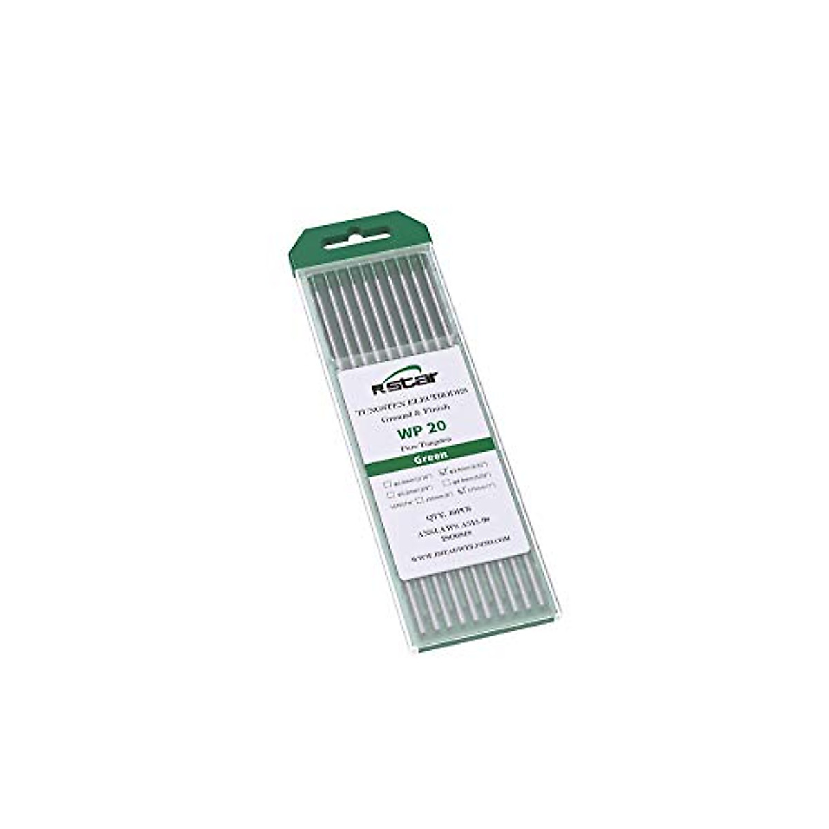 Rstar TIG Welding Tungsten Electrodes Pure Tungsten 3/32” x 7” (Green, WP) 10-Pack