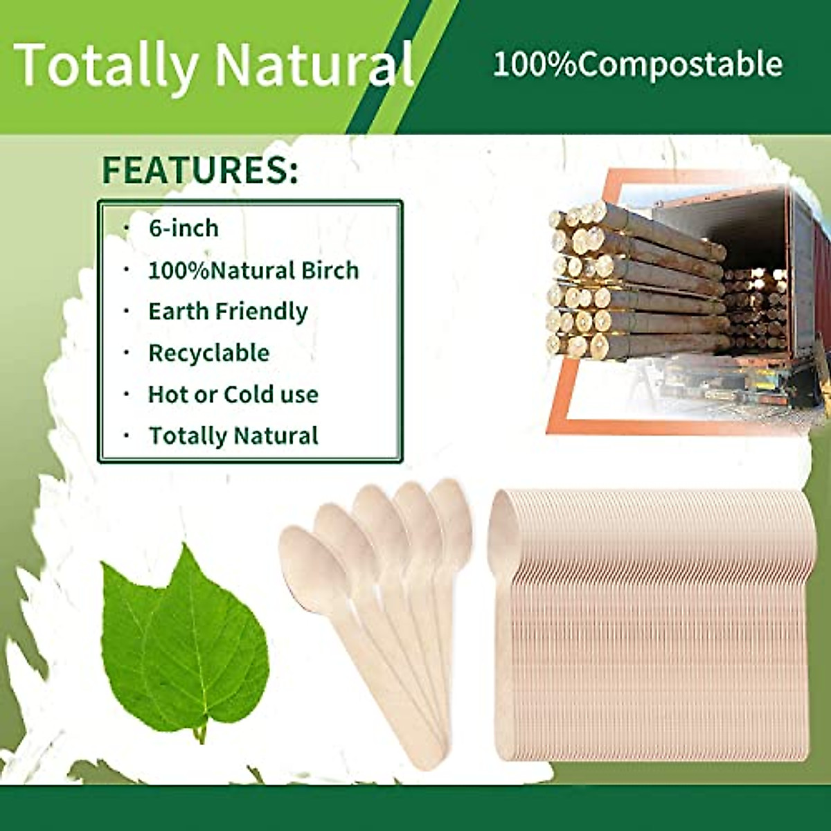 4 inch Mini Wooden Spoons, Biodegradable Compostable Birchwood, Food Grade Disposable Spoons Disposable Wooden Cutlery for Parties, Weddings, Camping 200pcs.