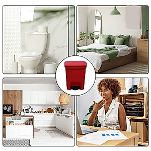 DNCG Step-On Trash Can, Kitchen Garbage Bin with Soft Close Lid, Waste Bin Protection, Rectangular Trash Can Foot Pedal Operation for Bathroom, Kitchen, Refer to description, Ruby red