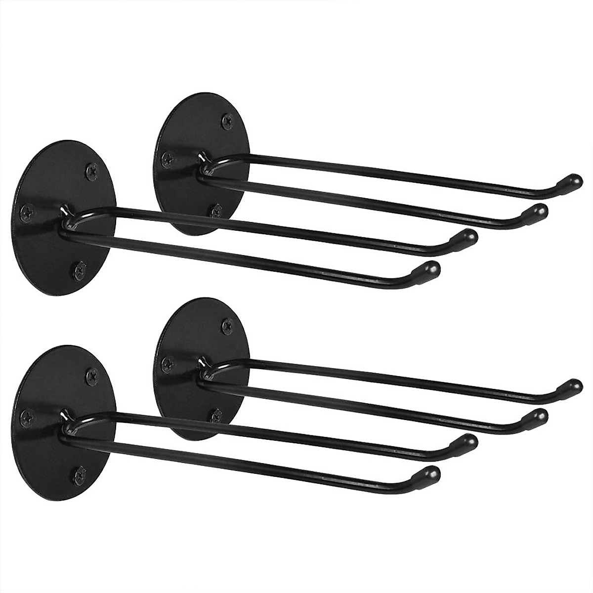 Fvstar 4 Sets Wine Glass Holder 2 in 1 Coffee Mugs Wine Glass Hanger Racks Wall Mounted Stemware Hooks Cups Bracket Organization and Storage for Bar Home Cafe (Black)