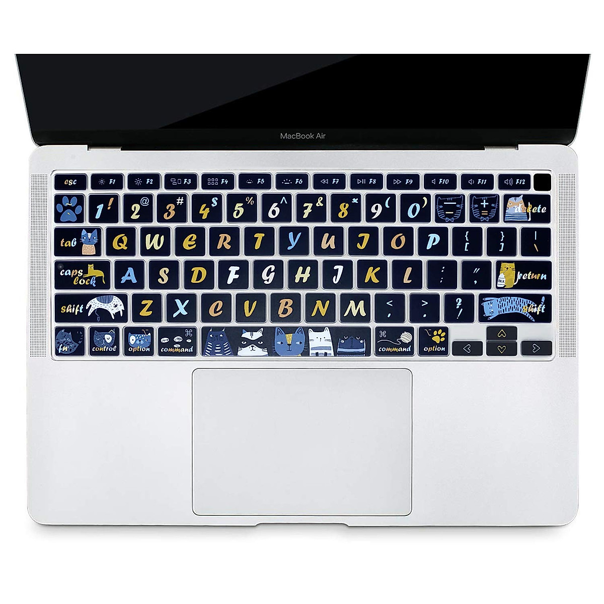 SANFORIN Keyboard Cover Protector for 2020 Apple MacBook Air 13.3 inch (Model: A2179, A2337 M1 Chip, US Layout) with Touch ID, Silicone Skin Keyboard Protector with Floral Design, Cat