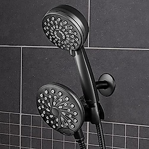 Waterpik One-Touch Dual 2-in-1 Shower System With Rain Shower Head and 7-Mode Hand Held Shower Head, Matte Black XPB-135E-765ME