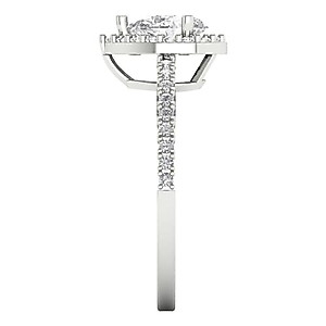 0.8 Ct Pear Cut Clear Simulated Diamond 14K White Gold Halo Solitaire with Accents Promise Engagement Wedding Size 5.5