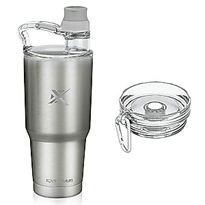 Extremus Temps Coffee Travel Mug Stainless Steel Vacuum Insulated Coffee Tumbler, Upgraded 100% Leakproof Water Bottle Lid And Easy-to-sip Coffee Lid, Coffee Travel Tumbler (30 oz, Stainless, 2 Lids)