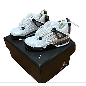 Mini Shoes Keychain Pair or Single With or Without The Box, Mini Kicks, Mini Sneaks, White & Black Mini Kicks Shoes Keychains (Pair w/Box)