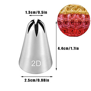 Icing Piping Tip Set,3 Large Decorating Tips Stainless Steel,DIY Cream Rose Flower Piping Tips,Cupcake Pastry Tips for Cake Decorating(1M 2D 2F)