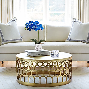 U'Artlines Artificial Orchid in White Pot Fake Phalaenopsis Flower Real Touch with Vase for Table Office Home Party Decoration (Medium, White)