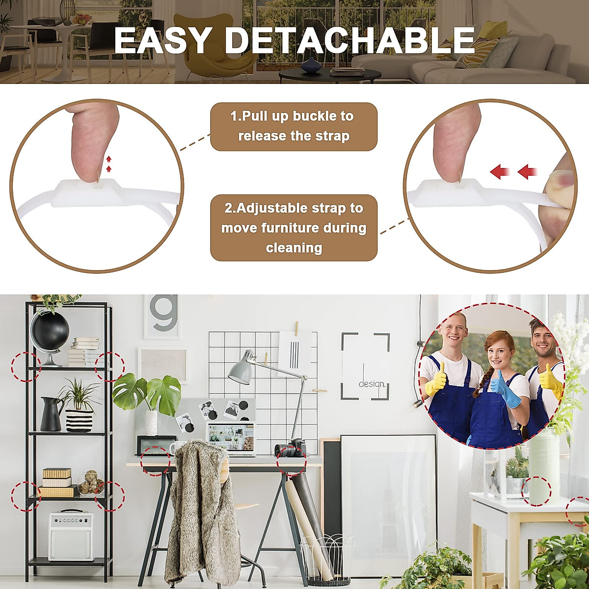 Furniture Wall Anchor (10 Pack) Anti Tip Furniture Anchors for Baby Proofing, Adjustable Dresser Wall Safety Straps for Table, Cabinet – Earthquake Resistant Straps for Home