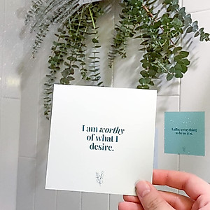 Affirmation Cards for Shower [Waterproof] Self Care Shower Positive Manifest For Women Meditation 14 Daily Motivational Quotes Gift Easy Stick & Remove Shower and Mirror USA Printed