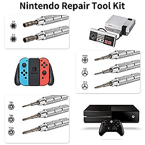 EasyTime Repair Tool Kit Compatible for PS4, Nintendo, Xbox one, 24 in 1 Triwing Screwdriver kit, T6 T8 T9 T10 Torx Gamebit Compatible for Switch Lite, Joycon, NES, SNES, GBA, 3ds, Gamecube, N64