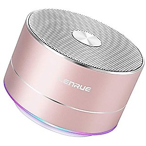 LENRUE A2 Portable Wireless Bluetooth Speaker with Built-in-Mic,Handsfree Call,AUX Line,TF Card,HD Sound and Bass for iPhone Ipad Android Smartphone and More(Rose Gold)