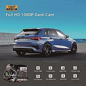 KLUD Front Camera for Car Dash Cam for Trucks 2.4″ Full HD 1080P Car Dash Camera for Cars 170° Wide Angle Loop Recording HD Night Vision WDR Wide Dynamic