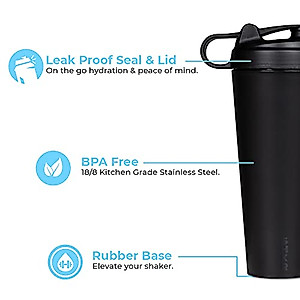 HydroJug Shaker Cup 24oz - Perfect For Protein Shakes, Pre-Workout Drinks, Iced Coffee - Easy Blending, Double Insulated, Cup Holder Compatible, BPA Free - Keeps Temp For Hours