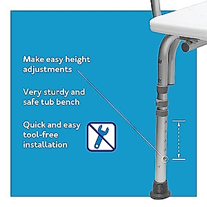 Carex Bathtub Transfer Bench - Shower Bench and Bath Bench with Height Adjustable Legs - Convertible to Right or Left Hand Entry, Shower Chair For Bathtub, Bathtub Chair