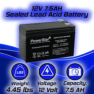 PowerStar 12V 7.5AH Replacement Batteries for CP1290 12V 7.5AH F1/F2 x2