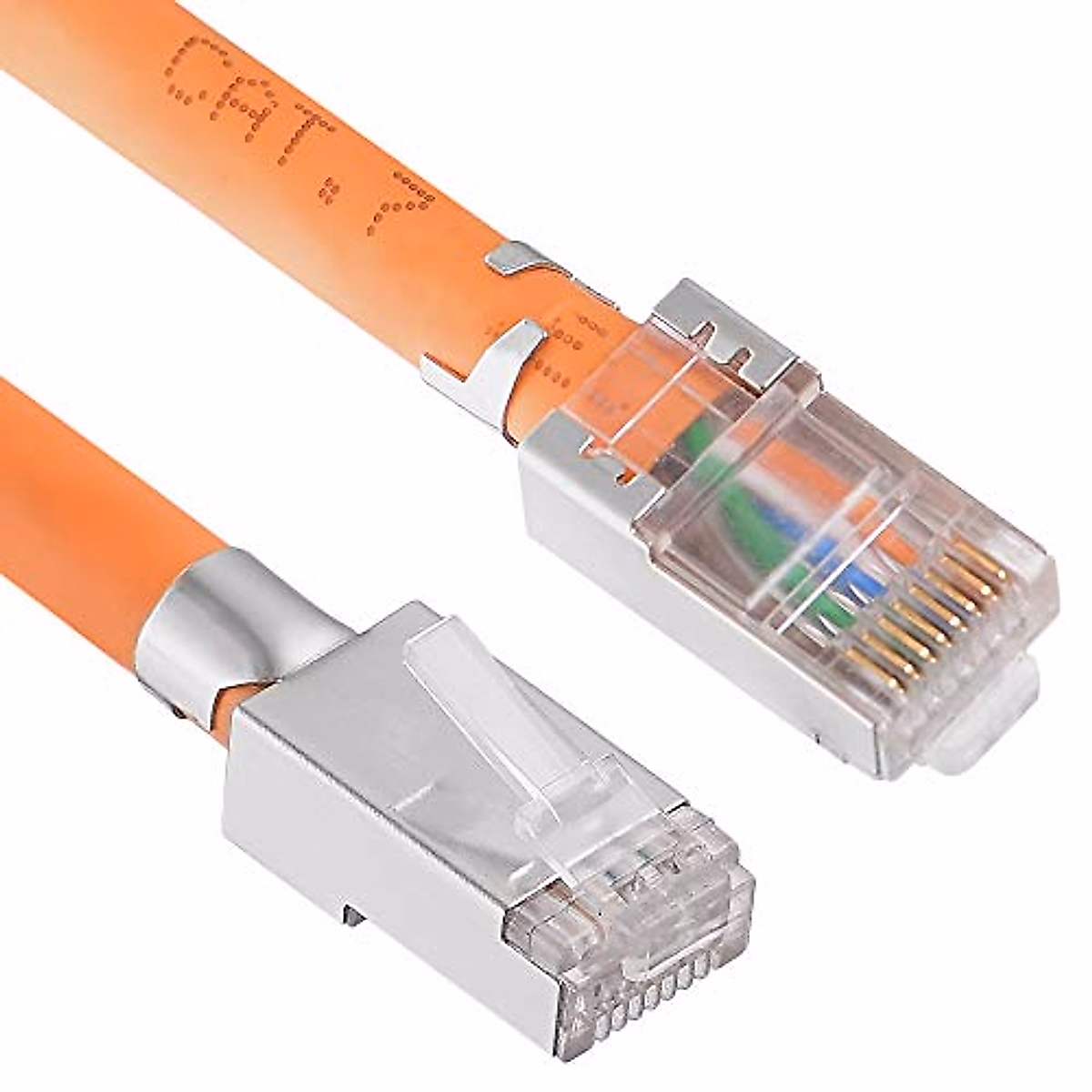 Quilence Cat7 Cat6A Connectors with Double Assembly Design Gold Plated Shielded RJ45 Modular Plug for 23AWG Solid and Stranded Cat7 Cat6A Cable 50u Gold Plated – 25Pack