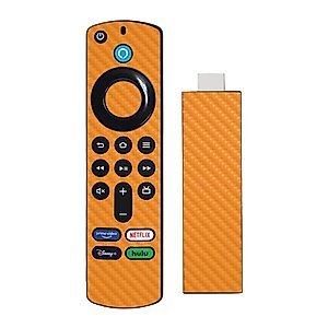 MightySkins Carbon Fiber Skin Compatible with Amazon Fire TV Stick 4K Max - Solid Orange | Protective, Durable Textured Carbon Fiber Finish | Easy to Apply and Change Styles | Made in The USA