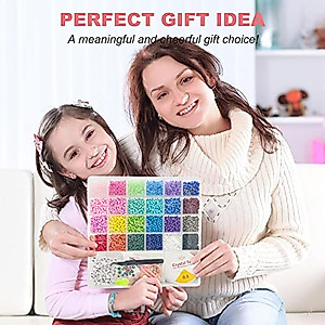 Redtwo 3400pcs 4mm Glass Seed Beads for Jewelry Bracelet Making Kit, Small Beads Friendship Bracelet Kit, Tiny Waist Beads Kit with Letter Beads and Elastic String, DIY Art Craft Girls Gifts (4mm)