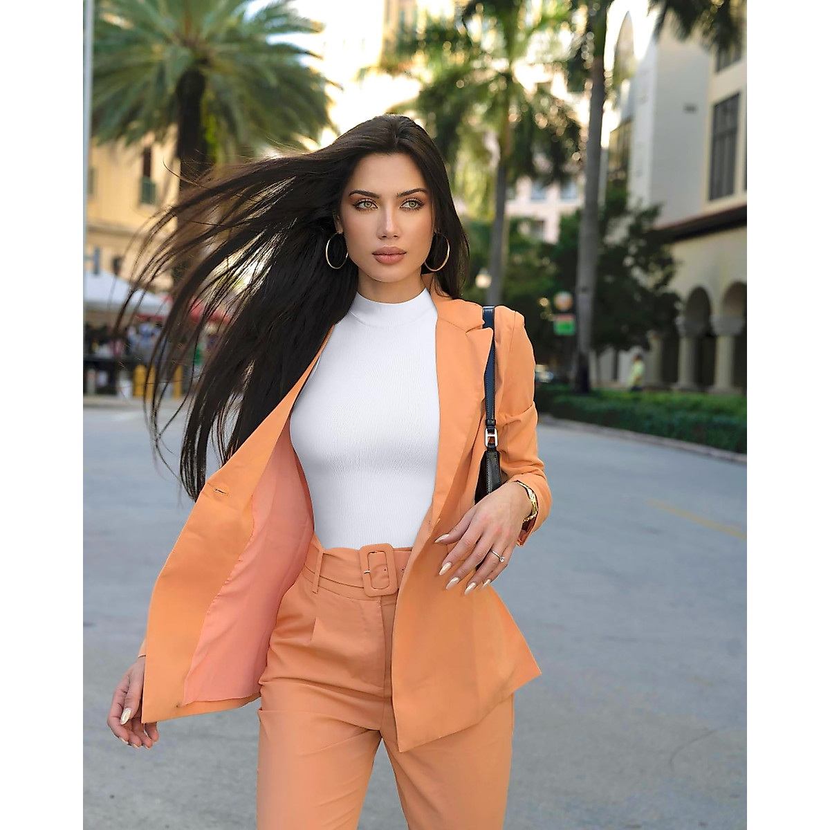 OQQ Women's 2 Piece Sexy Ribbed Sleeveless High Neck Tank Top BodySuit, Grey,white, Small