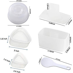 AYCCNH 4 Pack Sushi Maker Kit, Non Stick Musubi Maker with Little Rice Paddle, Onigiri Triangle Sushi Press (Large & Small), Donut Rice Shaper Mold DIY Tool