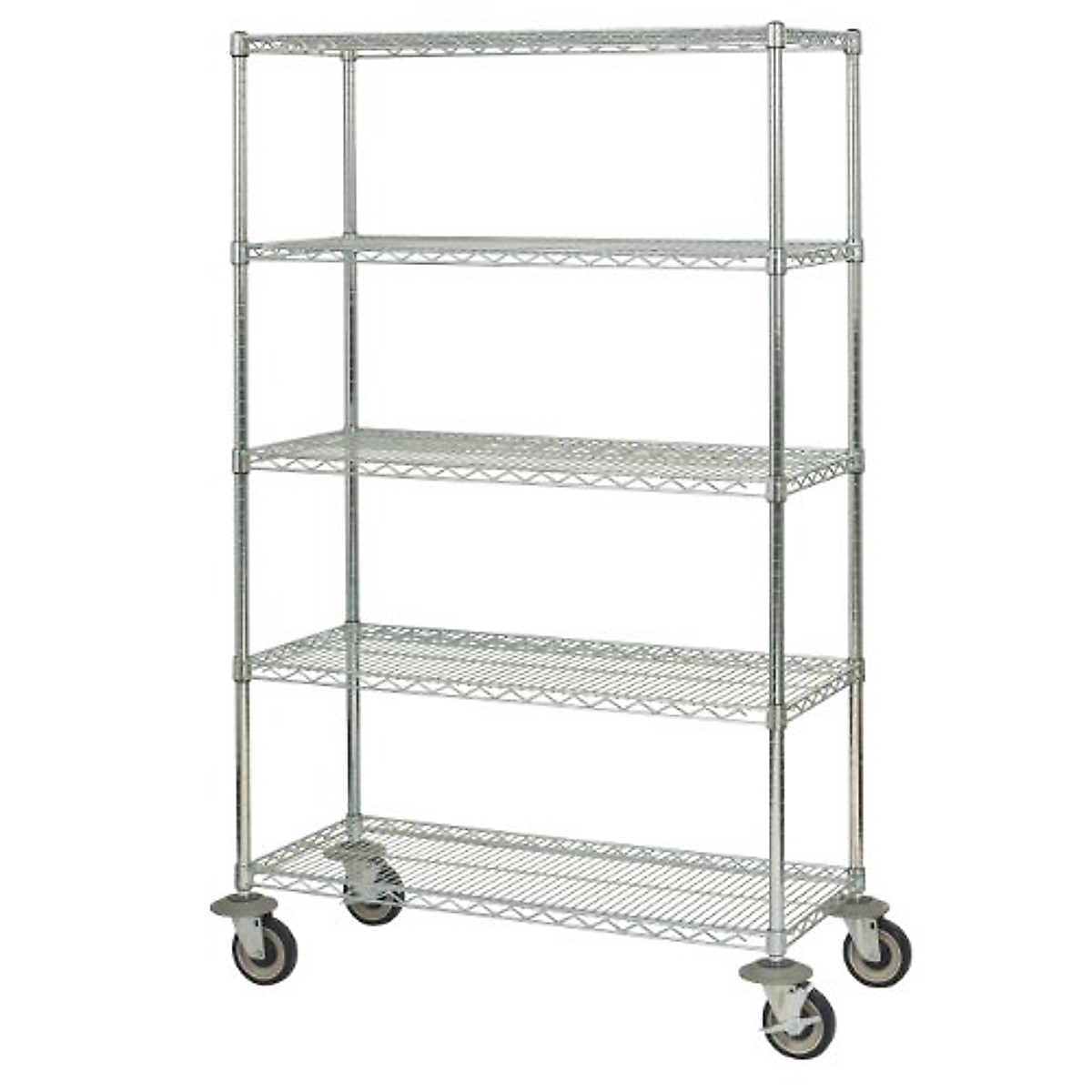 Omega Precision - 14" Deep x 24" Wide x 60" High Chrome Wire 800lb Capacity 5 Shelf Truck Qty(5) 14" Deep x 24" Wide Chrome Wire Shelves Qty(4) 54" High Posts Qty(4) 5" Rubber Casters (2 w/Brake)