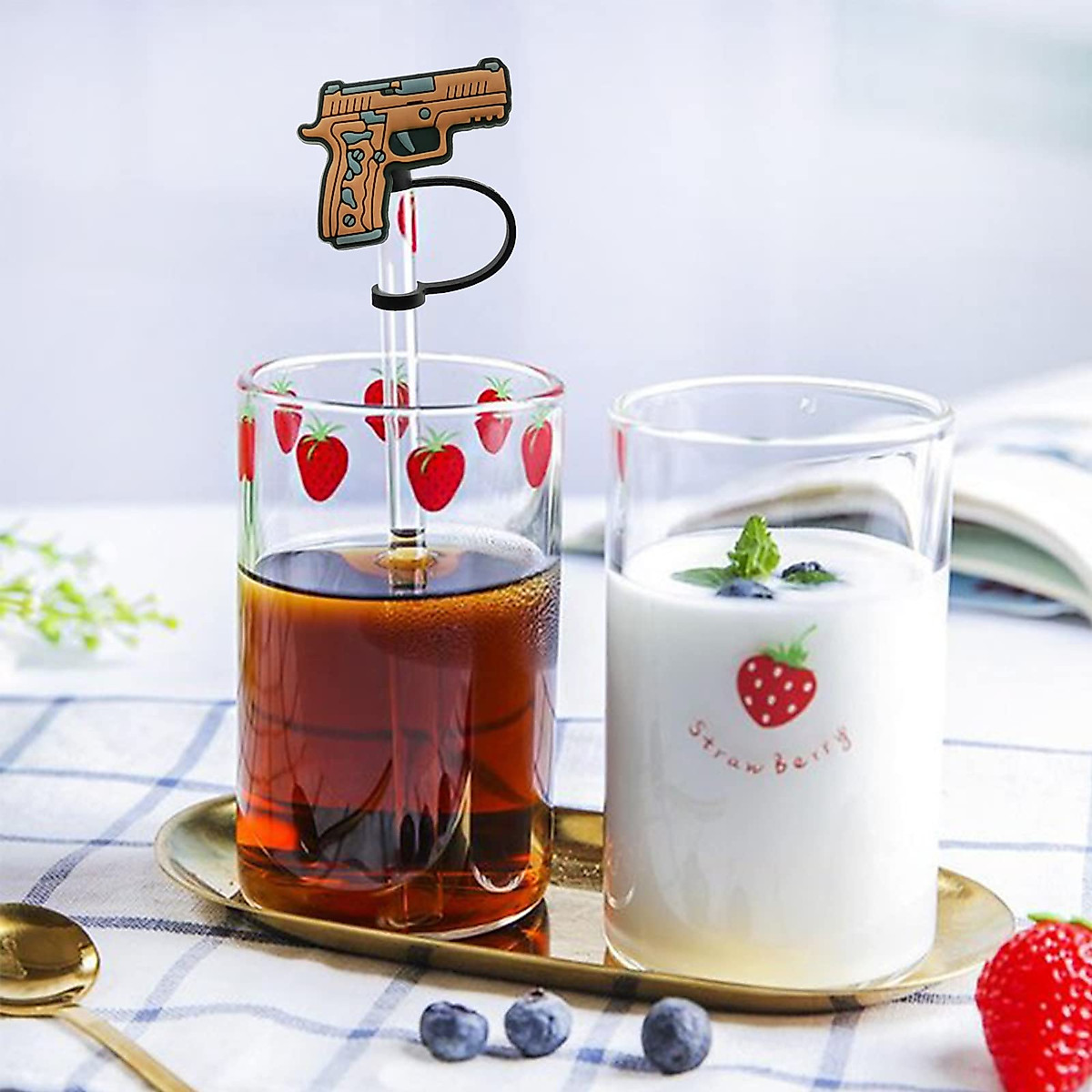 Silicone Game Straw Cover - 14 Pack Cute Reusable Drinking Straw Caps Lids Dust-Proof Straw Plugs for Straw Tips for Home Kitchen Accessories (Game Straw Cover)