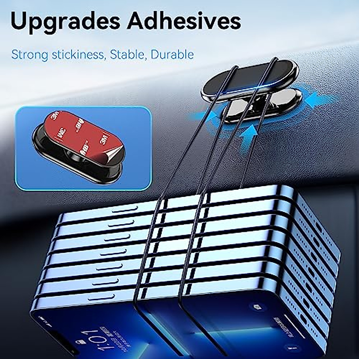 【2-Pack】 Magnetic Phone Holder for Car, [ Super Strong Magnet ] [ 4 Metal Plate ] Carmount 2.0 Magnetic Phone Mount [ 360° Rotation ] Universal Dashboard Adhesive Magnetic Phone Holders for Your Car