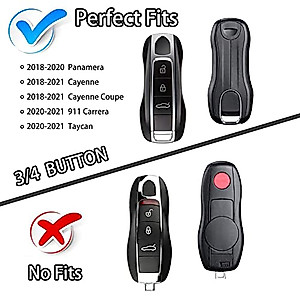 WORCAS Smart Key Fob Case Protective Cover Compatible with Porsche 911 Cayenne Panamera TAYCAN 3 Button Keyless Entry Remote Control Accessories (Red)