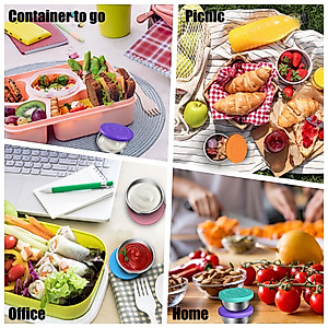 6Pack 1.6oz Small Condiment Containers with Lids, Salad Dressing Container To Go, Reusable Stainless Steel Sauce Containers for Lunch Bento Box, Leakproof Dipping Sauce Cups for Picnic and Travel