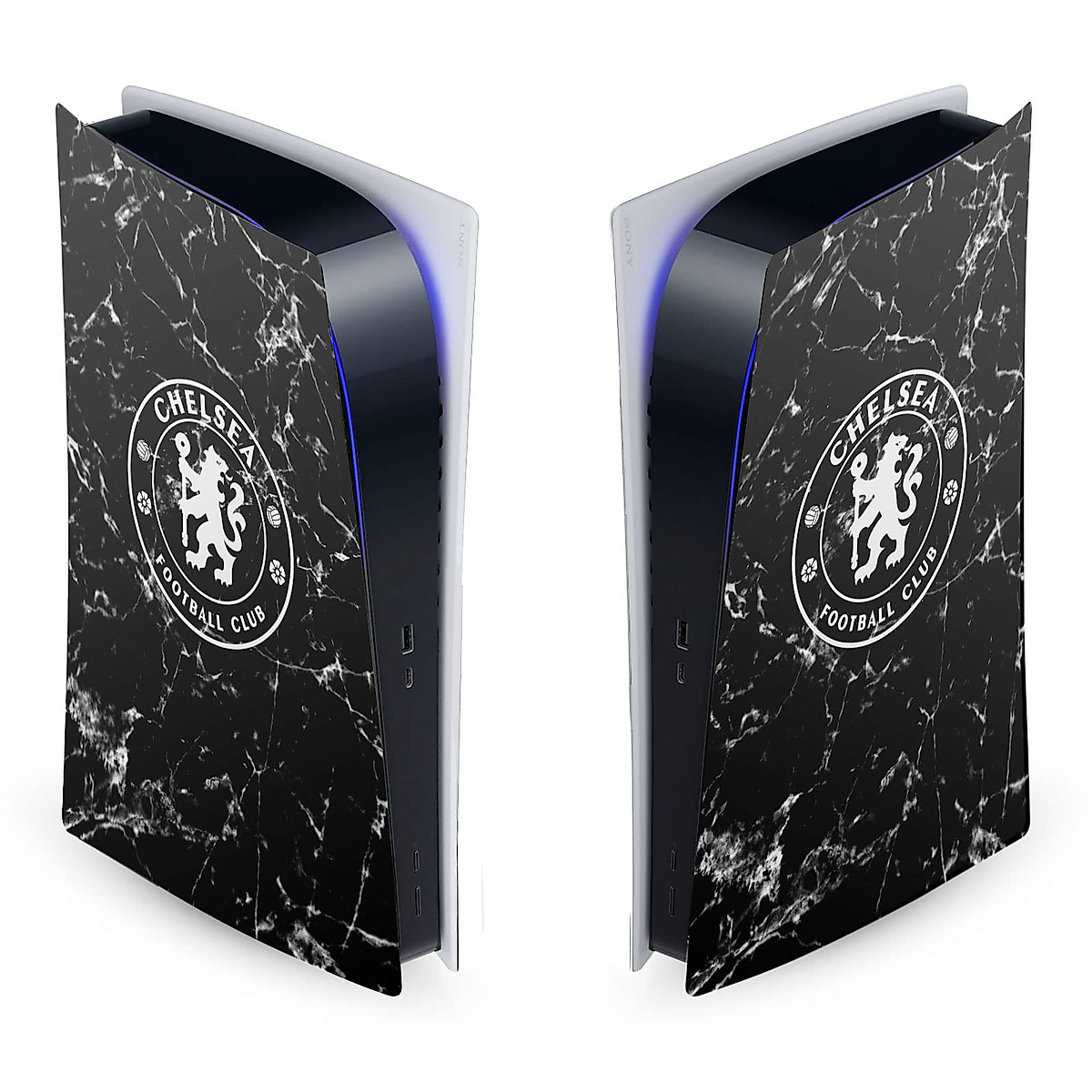 Head Case Designs Officially Licensed Chelsea Football Club Black Marble Mixed Logo Vinyl Faceplate Sticker Gaming Skin Case Cover Compatible with Sony Playstation 5 PS5 Digital Edition Console
