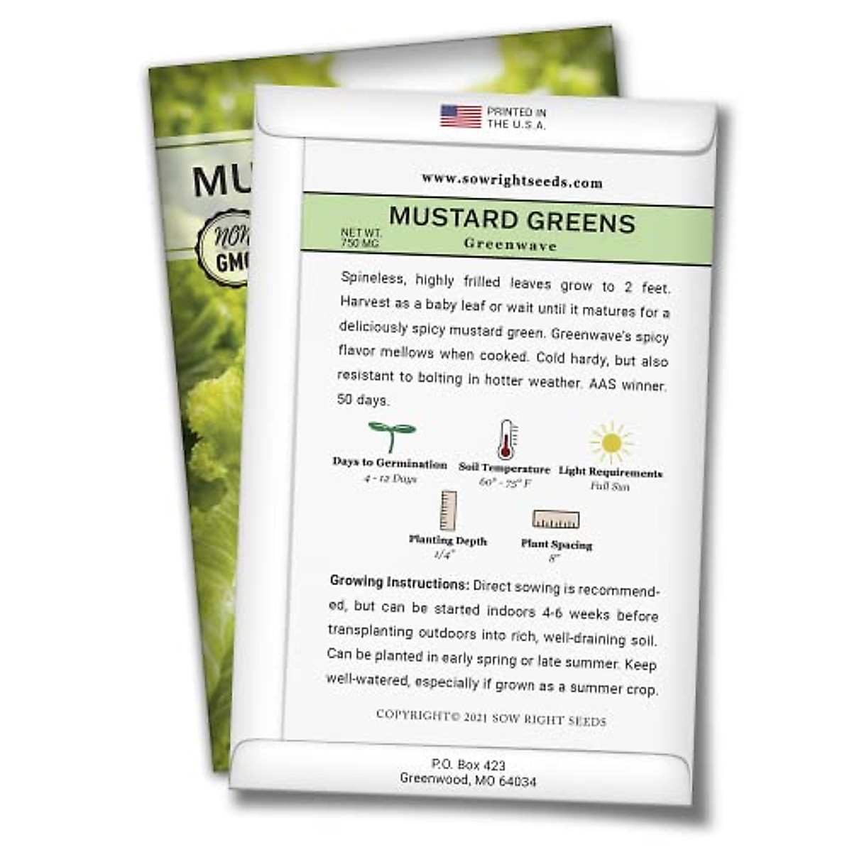 Sow Right Seeds - Greenwave Mustard Greens Seed for Planting - Non-GMO Heirloom Packet with Instructions to Plant and Grow an Outdoor Home Vegetable Garden - Culinary Herb - Wonderful Gardening Gift