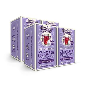Southern Breeze Cold Brew Sweet Tea Blackberry Iced Tea with Black Tea and Zero Carbs Zero Sugar, 20 Individually Wrapped Tea Bags, Pack of 4