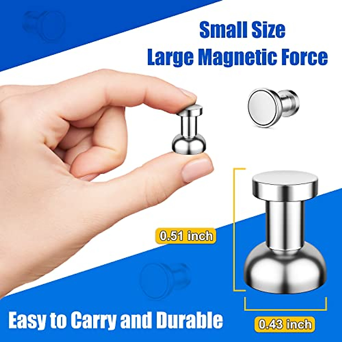 FINDMAG 12 Pack Fridge Magnets, Magnetic Push Pins, Push Pins Magnets for Whiteboard, Neodymium Magnet Pins, Magnetic Thumb Tacks, Whiteboard Magnets, Strong Magnets,Office Magnets, Magnets for Fridge