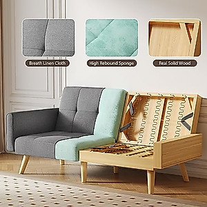 Gizoon Small Couch, Futon Sofa Bed, Sleeper Sofa, Loveseat, Sectional Couches for Living Room, Bedroom, Dorm, Apart, Mid Century Modern, Adjustable Backrest, 70.9"