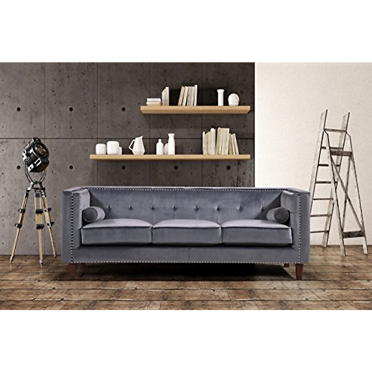 US Pride Furniture Modern Style 83'' Wide Living Room 3 Seater Grey Soft Cushion & Solid Wood Legs (S5369N-S5372N S) Sofas