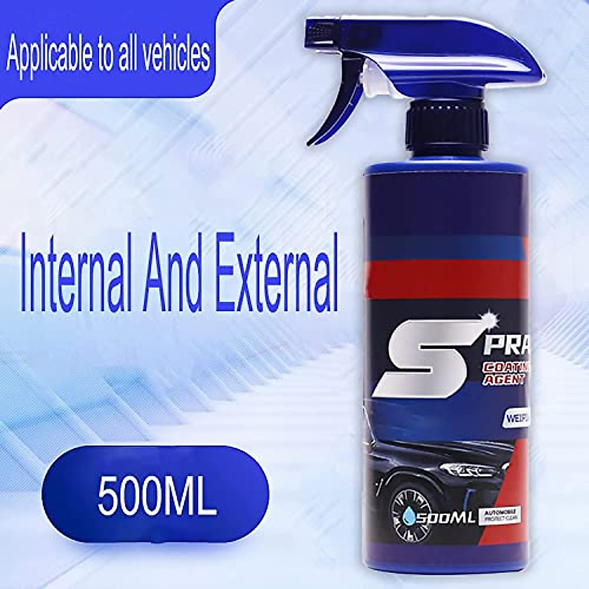 3 in 1 Ceramic Car Coating Spray, 500ml, 3 in 1 High Protection Quick Car Coating Spray, Ceramic car Wax Polish Spray, Plastic Parts Refurbish Agent, Quick Detail Spray for Cars, Car Coating Spray
