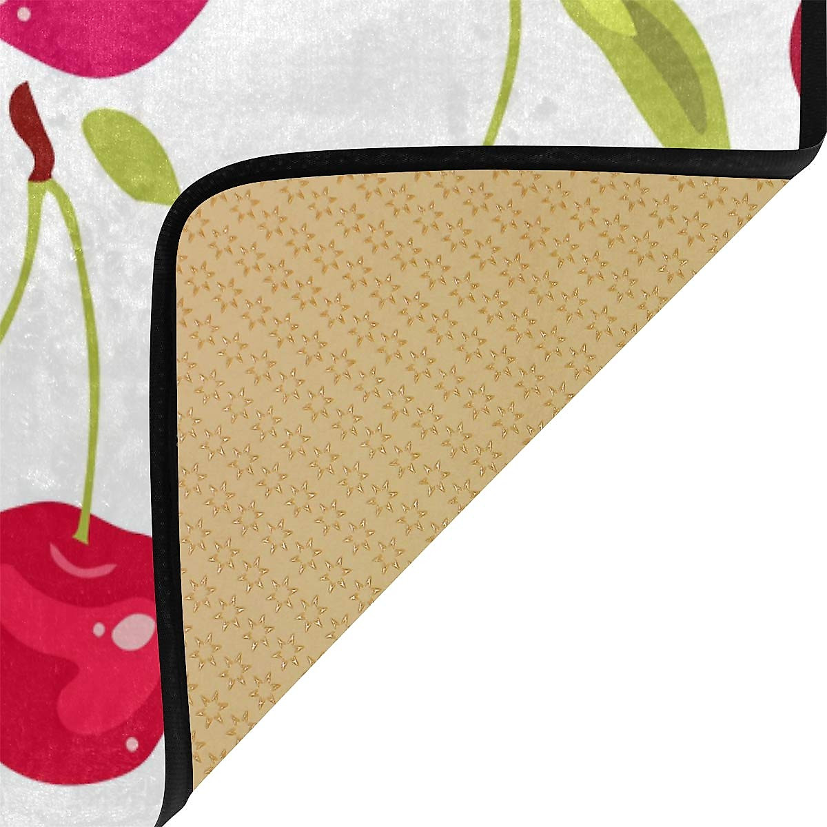 ZZAEO Seamless Pattern With Cherry Berries Kitchen Floor Mat Non Skid Area Rug Absorbent Soft Comfort Standing Mat Home Decor - 39 x 20 Inch