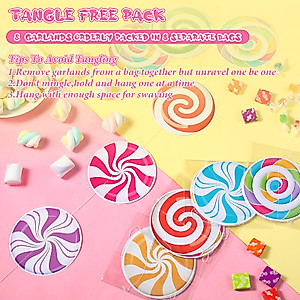 Capoda 8 Pieces Candy Party Decorations Candyland Paper Garlands Candy Paper Cutouts Lollipop Garland Banner Sweet Candy Hanging Decor for Candy Birthday Theme Party Supplies
