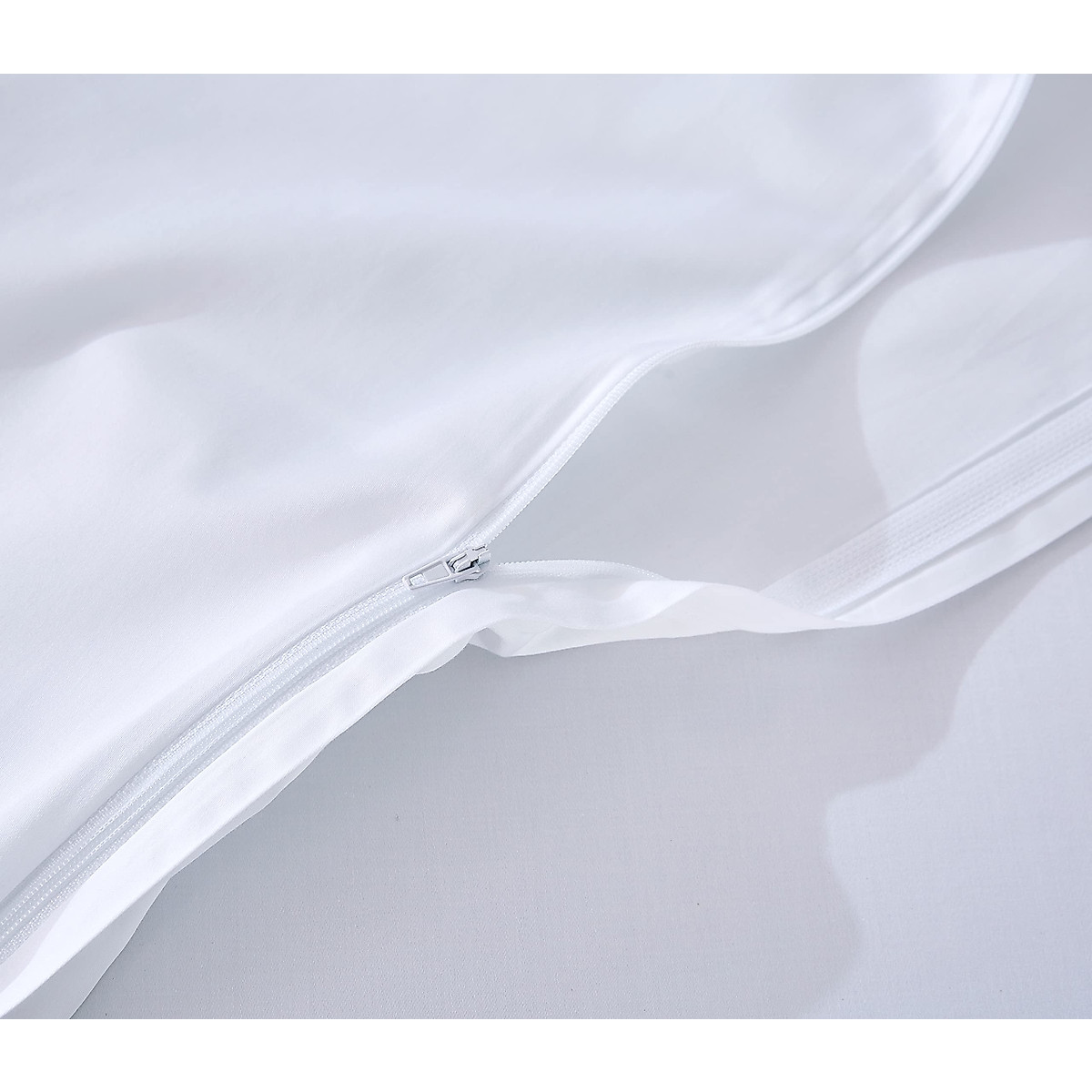 MengBoo Karen 3 Pieces White Duvet Cover Set Without Filling Grey Stripe Trim 100% Egyptian Cotton 300 Thread Count Soft Sateen Hotel Collection Zipper Closure Corner Ties (White Grey, Queen)…