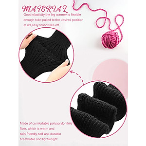 SATINIOR 3 Pairs Women Knit Leg Warmers Knee Ballet Thigh High Leg Warmers Socks (Black, White, Pink)