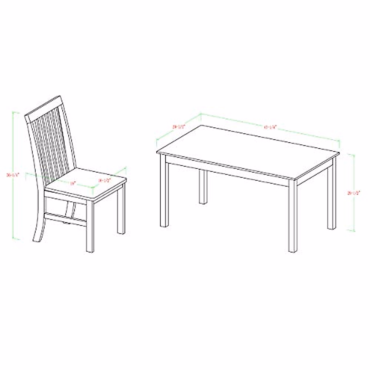 Walker Edison Modern Color Dining Room Table and Chair Set Small Space Living Kitchen, Dining Set, 48 Inch, 4 Person, White and Sage Green