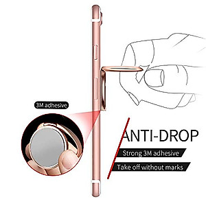 2 Pack Phone Ring Holder Finger Kickstand Universal 360° Rotation Metal Ring Grip for Magnetic Car Mount Compatible with All Smartphone(Grey&Rose)