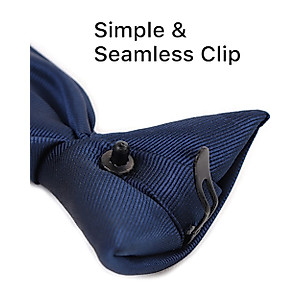 boxed-gifts Clip on Ties for Men - Premium Navy Solid Color Clip on Tie