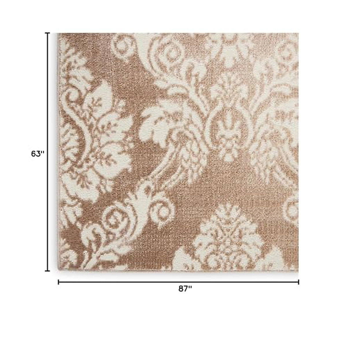 Nourison Elation Floral Ivory Mocha 5'3" x 7'3" Area -Rug, Easy -Cleaning, Non Shedding, Bed Room, Living Room, Dining Room, Kitchen (5x7)