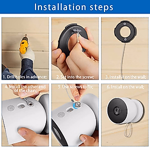 VVHOOY Anti-Drop Security Chain Compatible with Google Nest Cam(Battery)/Arlo Pro 4 3 Ultra 2/Simplisafe Outdoor/Noorio B200 Wireless, Security Cable with Anti-Theft Screws, 2 Pack