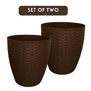 Elly décor Set 2 pz 2.3 gallons Round Trash bin Efficient Trash Can Wastebasket, Fits Under Desk, Kitchen, Home, Office, Durable Plastic Classic Trash bin 9lts Chocolate
