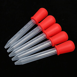 5Pcs Liquid Droppers, 5ml Silicone Material Easy Clean Making Disposable DIY Eye Dropper with Bulb Tip for Kids Candy (Red)