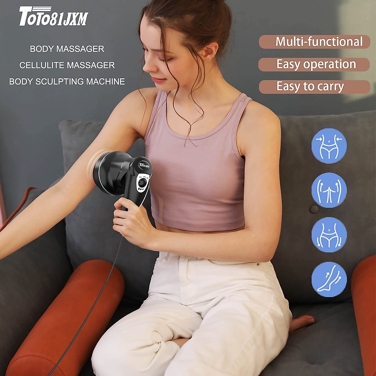 Cellulite Massager, Body Sculpting Machine, Stomach Massager for Belly, Electric Handheld Vibrator Massage Roller for Lymphatic, Celulitis, Neck, Butt, Lipo, Sculpt, Maquina para Masajes